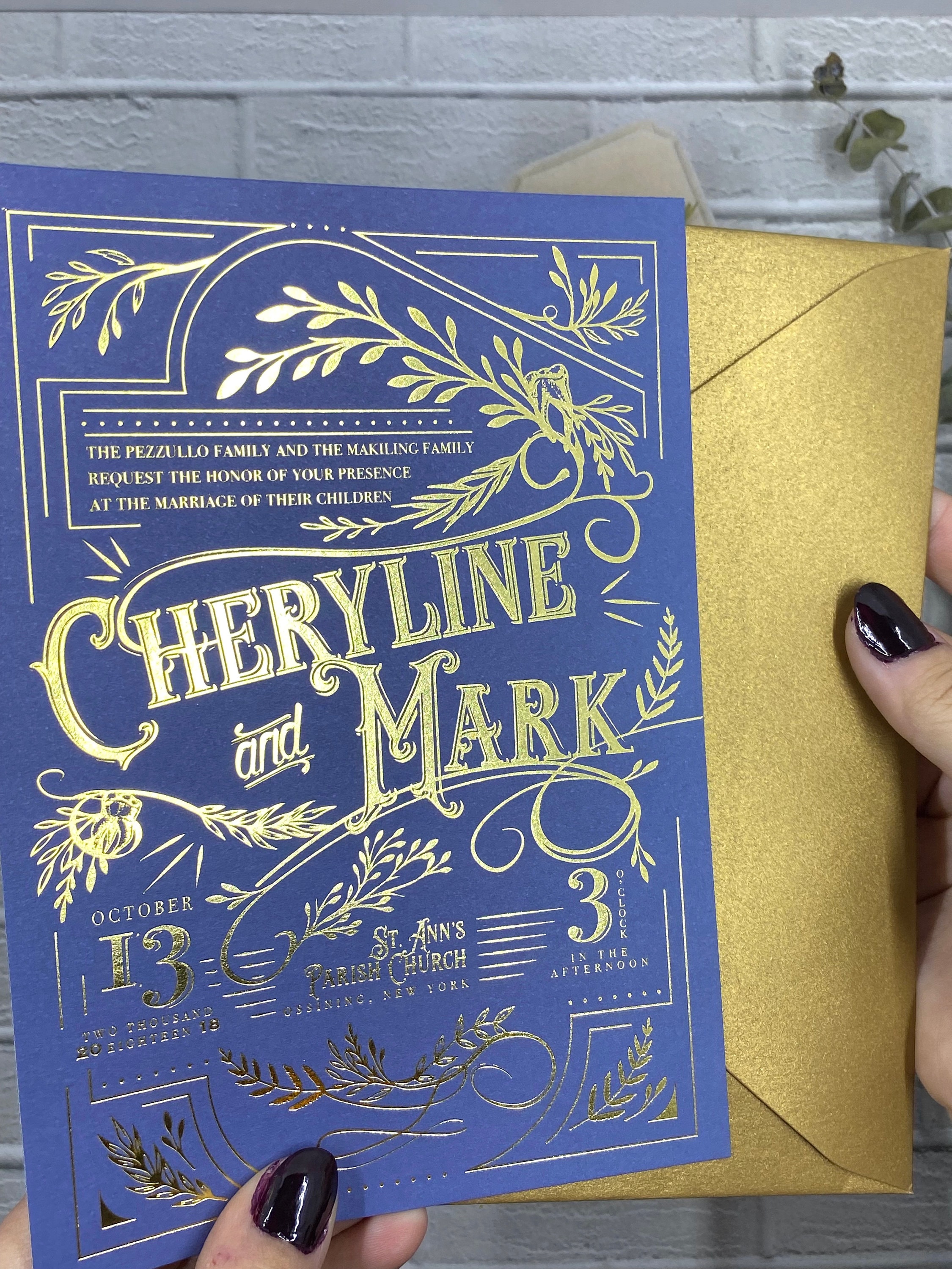 Foil Wedding Invitation Sample/ Gold Foil Invitation Sample/ Foil ...