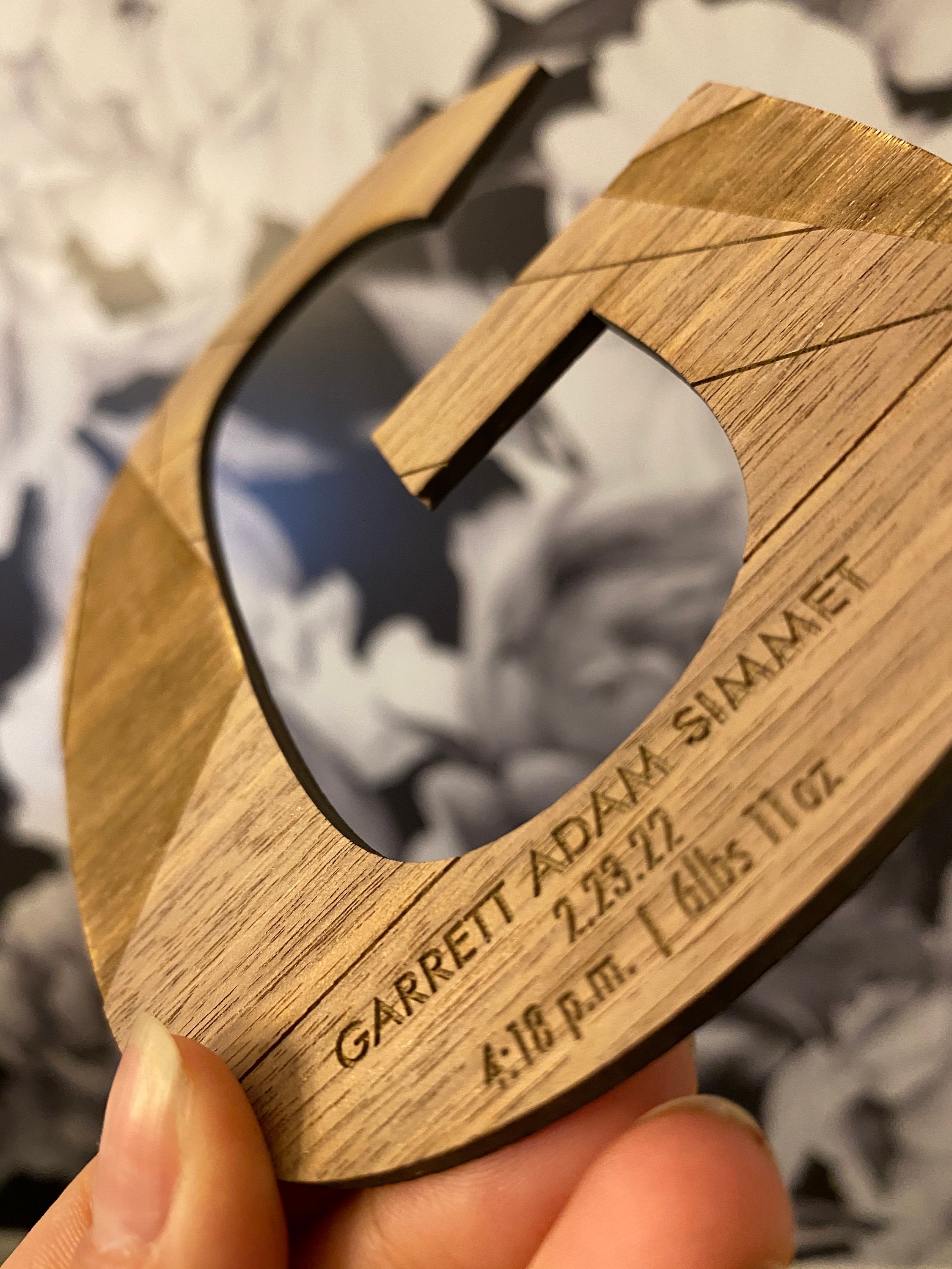 Custom Shadow Box Engraving / Birth Announcement Prop / Wood | Etsy