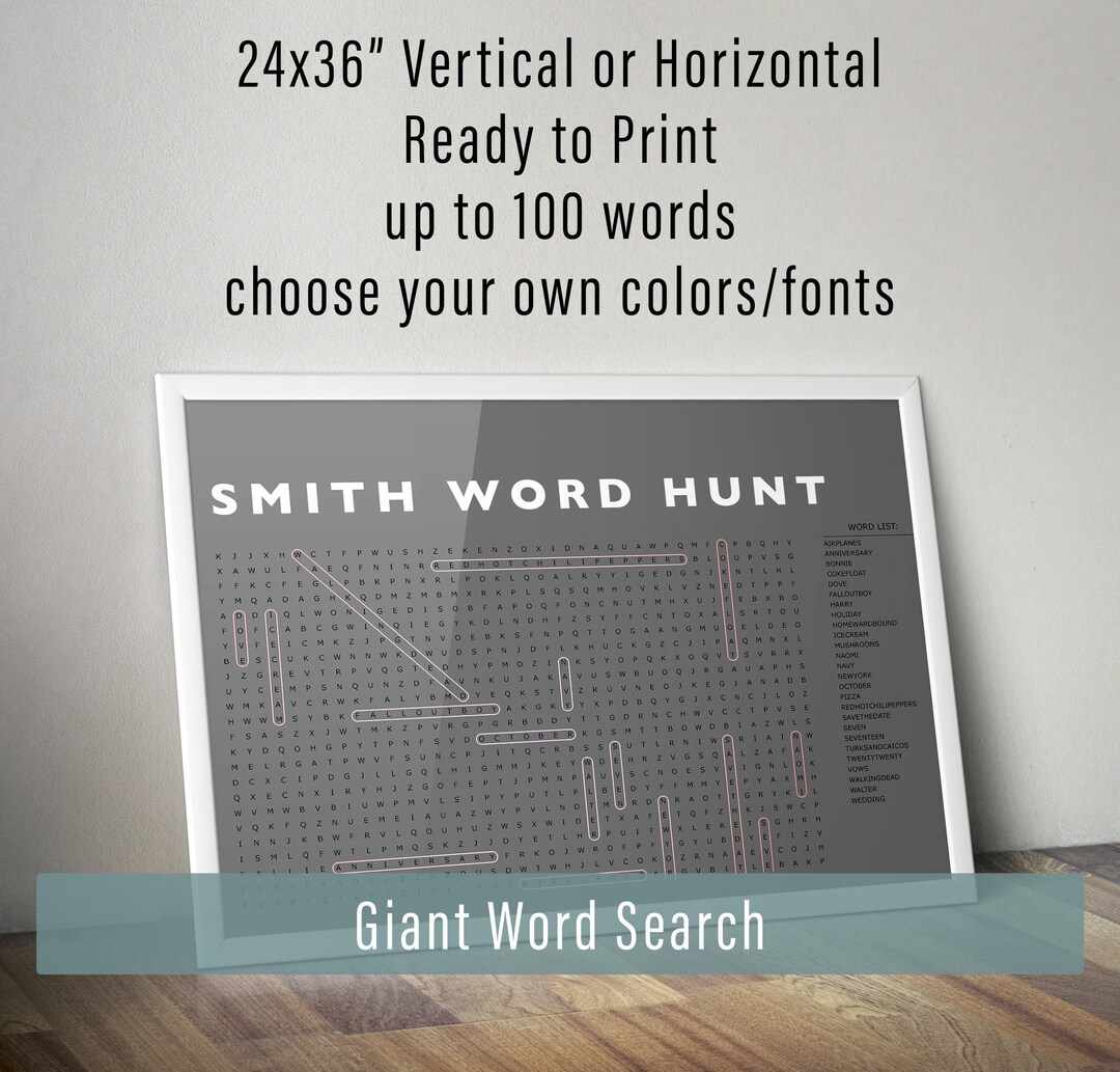 Giant Word Search / Unique Wedding Reception Games / Reception Games ...