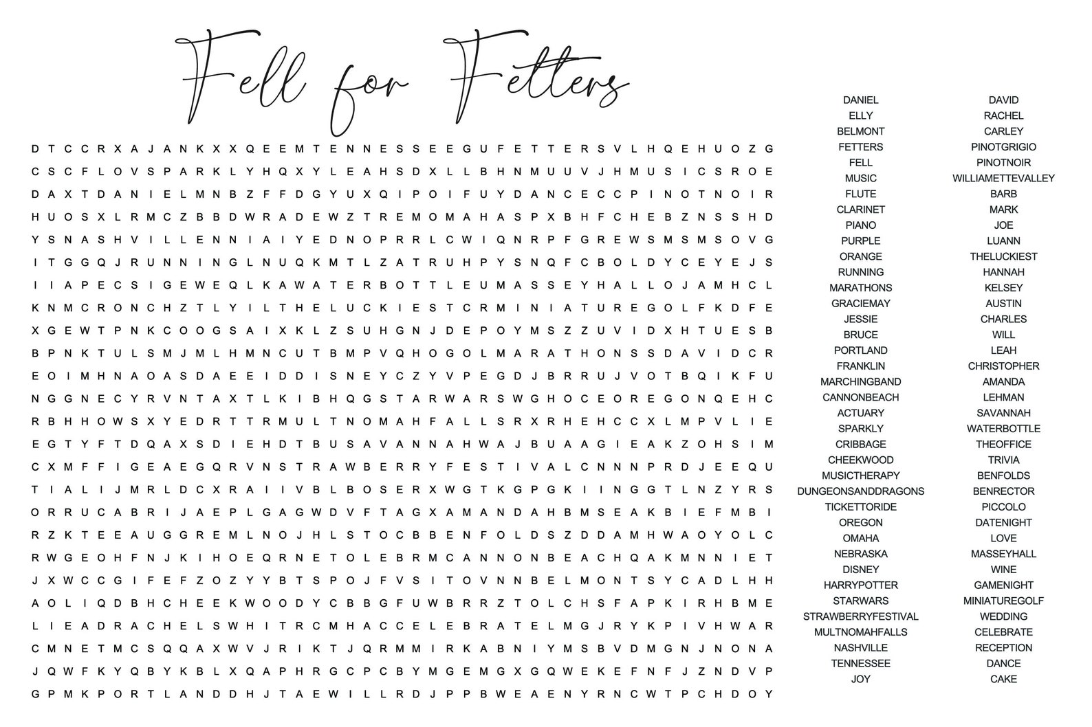 Giant Word Search Sign / Wedding Reception Game Board / - Etsy