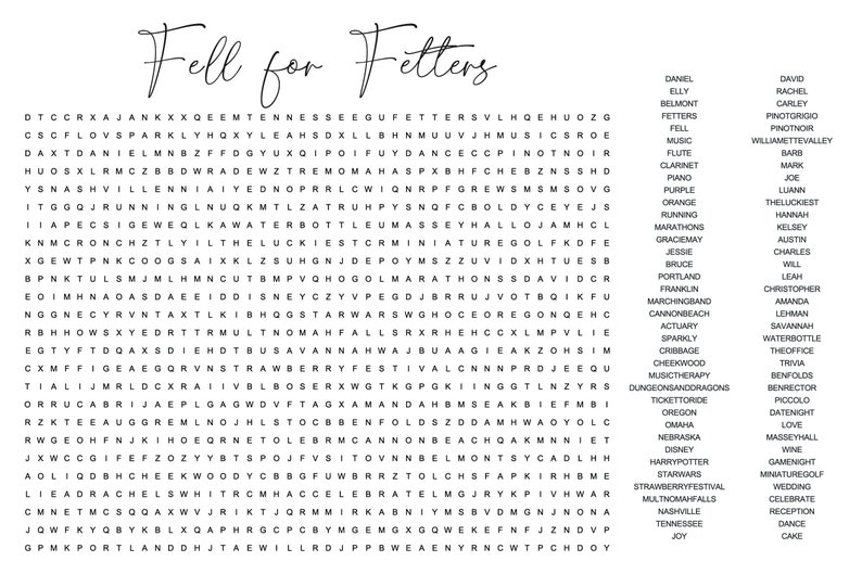 Giant Word Search Sign / Wedding Reception Game Board / - Etsy