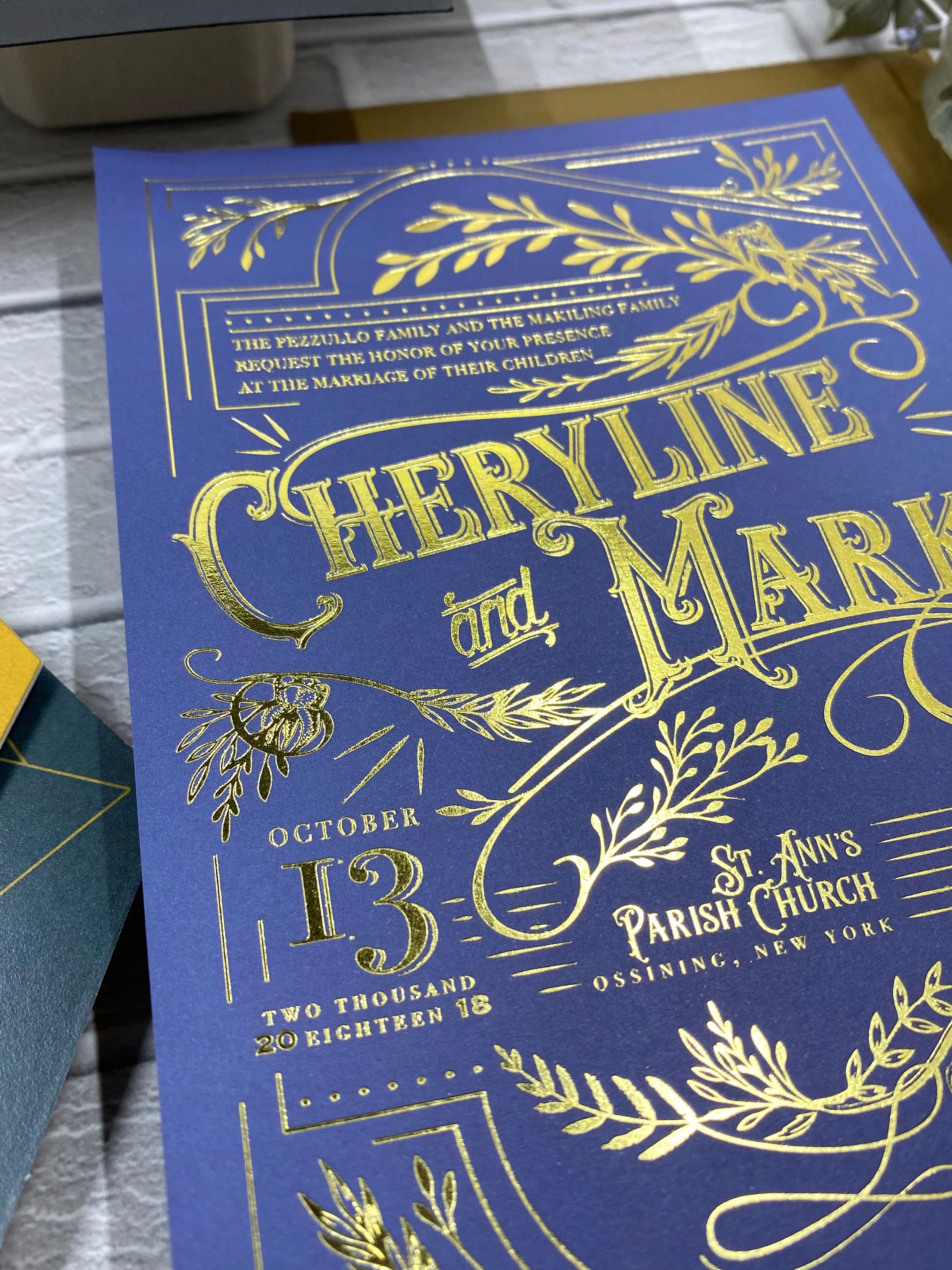 Foil Wedding Invitation Sample/ Gold Foil Invitation Sample/ Foil ...