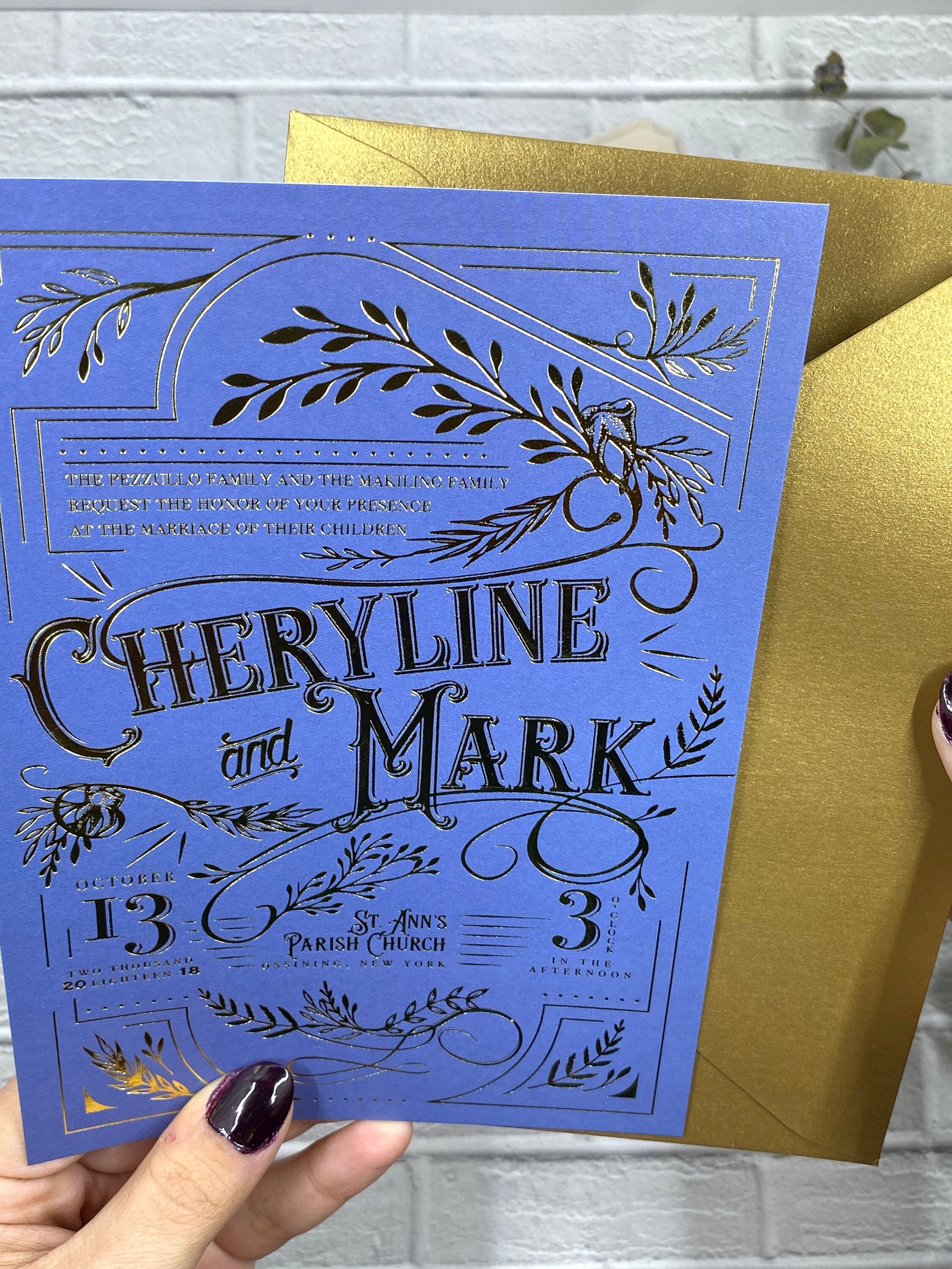 Foil Wedding Invitation Sample/ Gold Foil Invitation Sample/ Foil ...