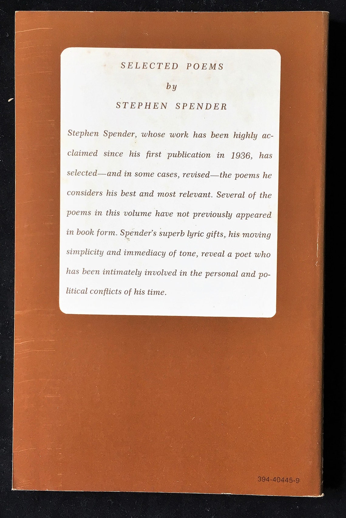 Selected Poems of Stephen Spender Stephen Spender Random | Etsy