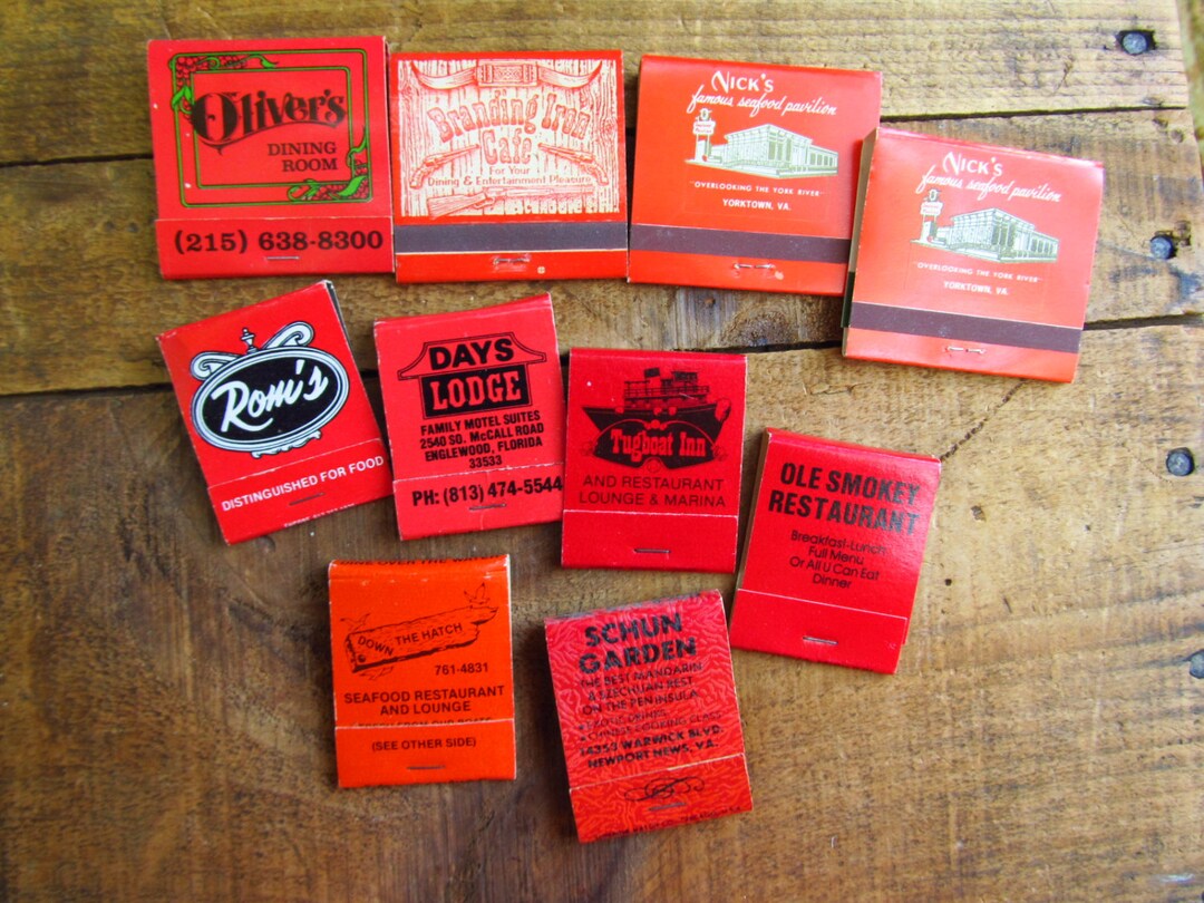 Vintage Advertising Matchbook - Red Matchbooks - Restaurant Matchbooks ...
