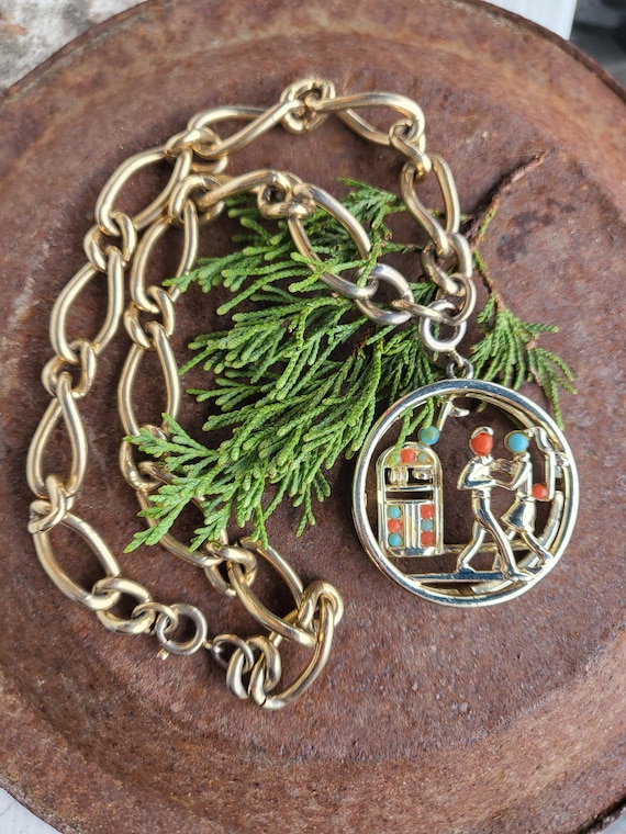 1950s Sarah Coventry Coral Turquoise Gold Jukebox Co… - Gem