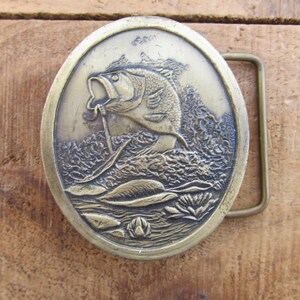 Vintage Astamar Brass Bass Fish Buckle -fishing Brass Belt Buckle ...