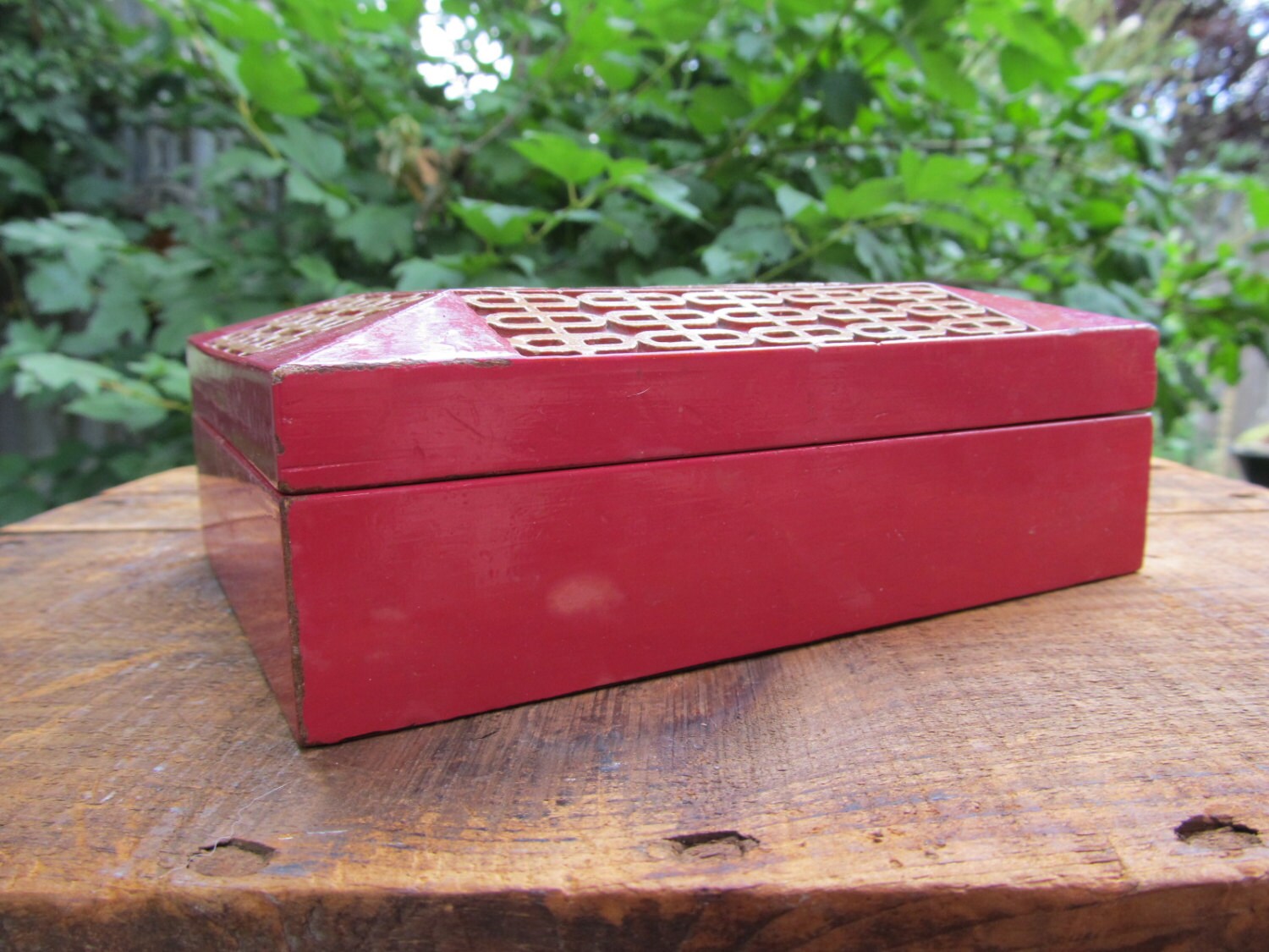 Vintage Red Trinket Jewelry Box Grapevine Trinket Box - Etsy