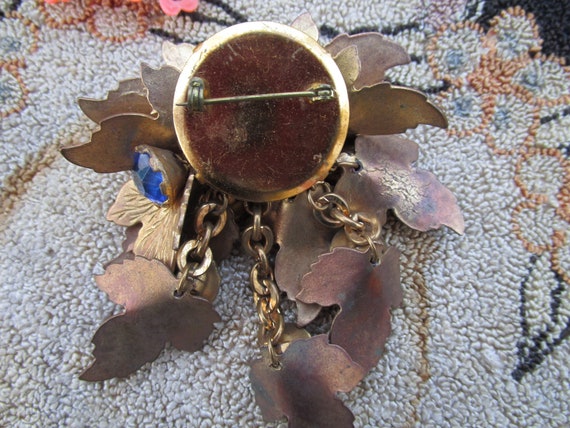 Vintage Metal Leaf Dangle Brooch - 1940's Dangle Broo… - Gem