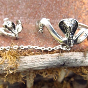 Vintage Cobra Cuff Bracelet and Ring - Cuff Bracelet With Chained Ring ...