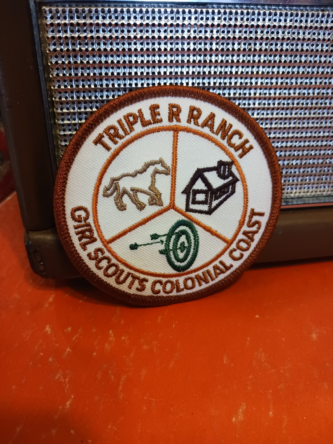 Triple R Ranch Girl Scouts Colonial Coast Iron on Patch White and Brown ...
