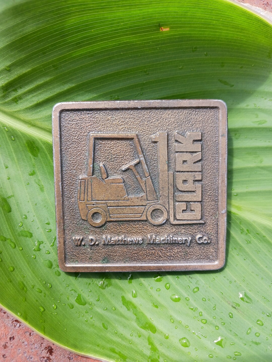 Clark Forklift W.D. Matthews Machinery Co. Bronze Tone Metal Belt ...