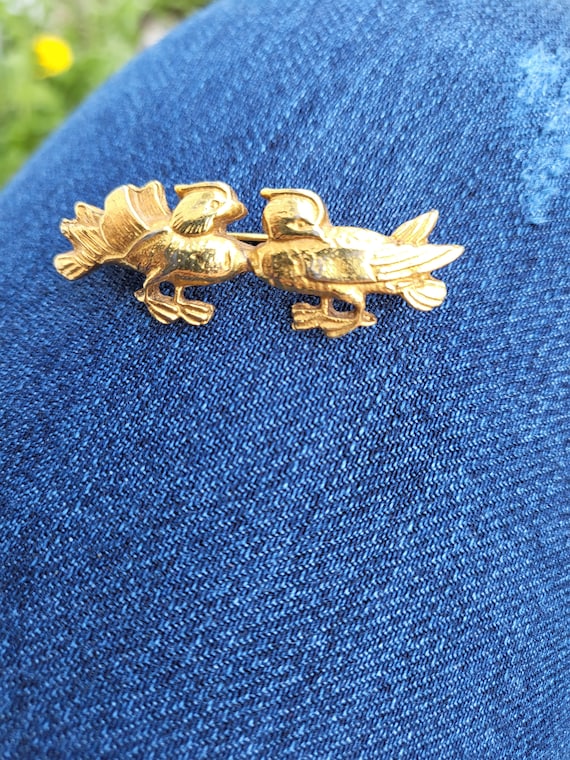 Vintage Bird Pin Replica Alva Studio Pair of Quail - Gem