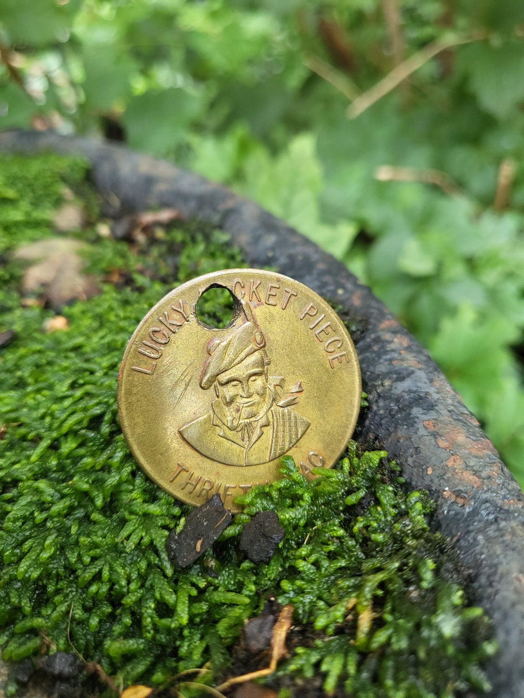 1940s Thrifty Mac Luck Pocket Piece Gambles Planorama Coin Token Brass ...