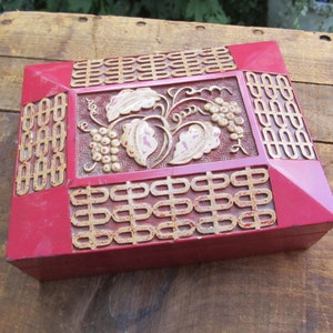 Vintage Red Trinket Jewelry Box - Grapevine Trinket Box - Etsy