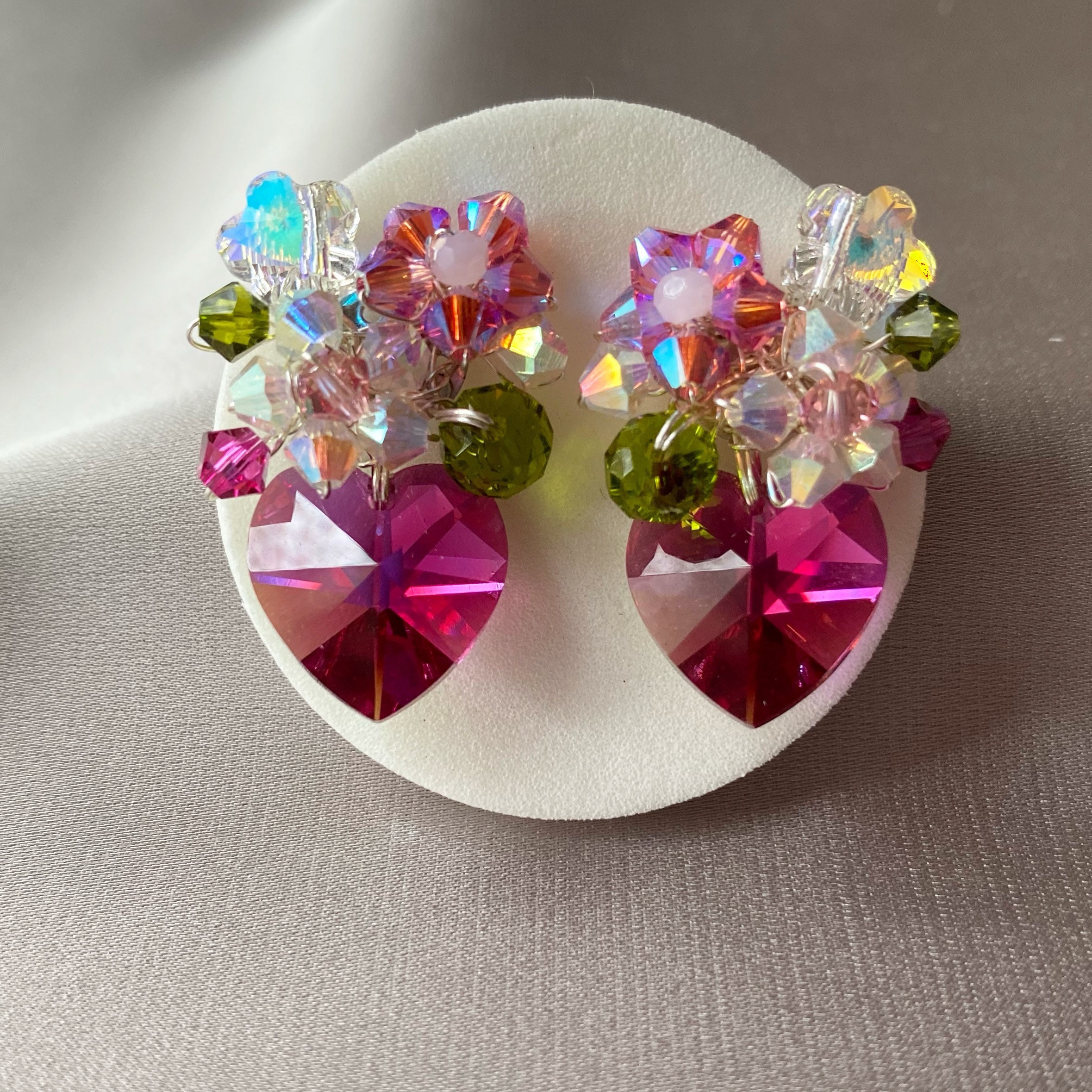 Bright pink earrings crystal earrings bright jewellery | Etsy