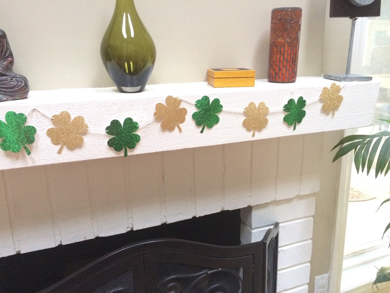 St. Patrick's Day Garland, Clover Glitter Garland, Saint Patrick's Day ...