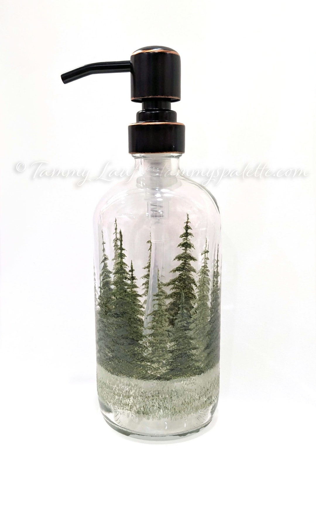 Hand Painted Evergreens Soap Dispenser, Oil Dispenser, Lotion Dispenser ...