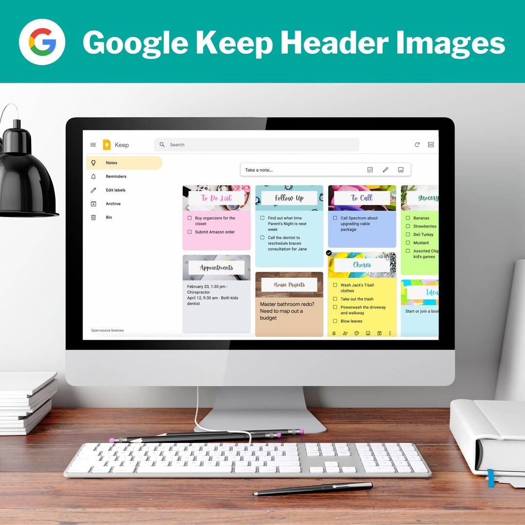 Google Keep Header Images - Family Week Pack - Apricot Font - Etsy