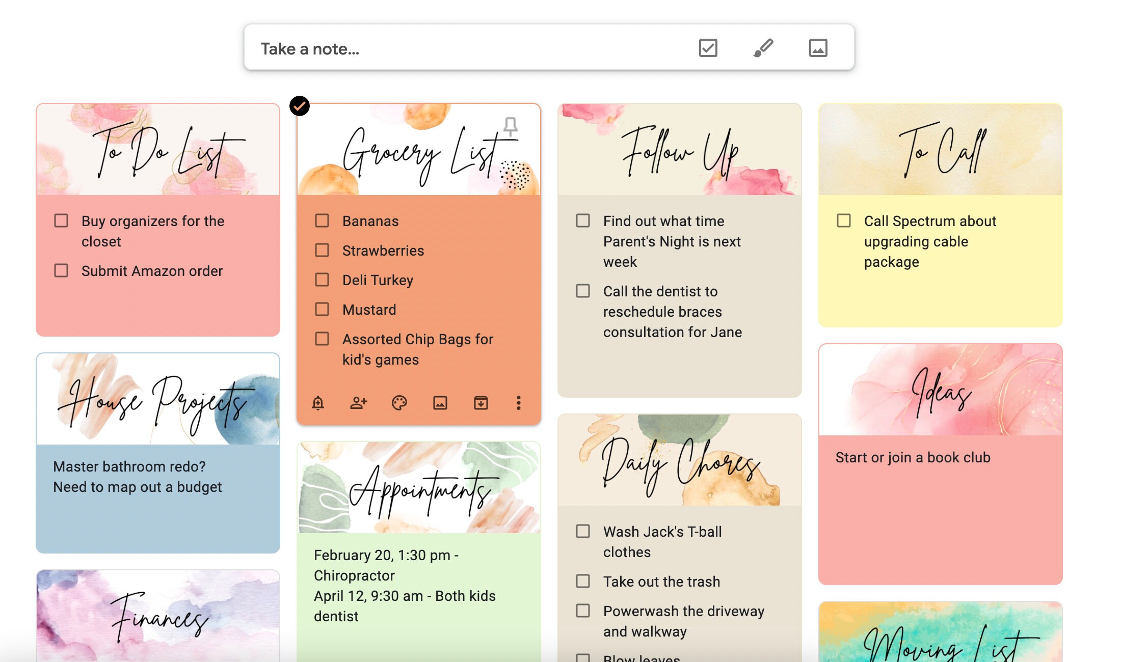 Google Keep Header Images - Watercolor - Script - Etsy