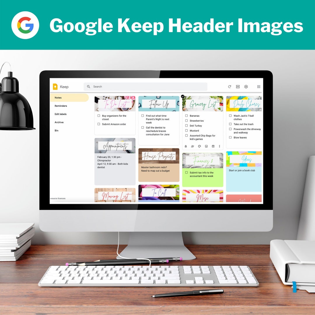 Google Keep Header Images - Family Week Pack - Script Font - Etsy