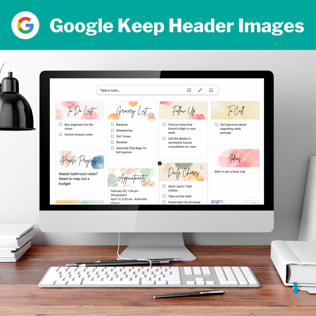 Google Keep Header Images - Watercolor - Script - Etsy