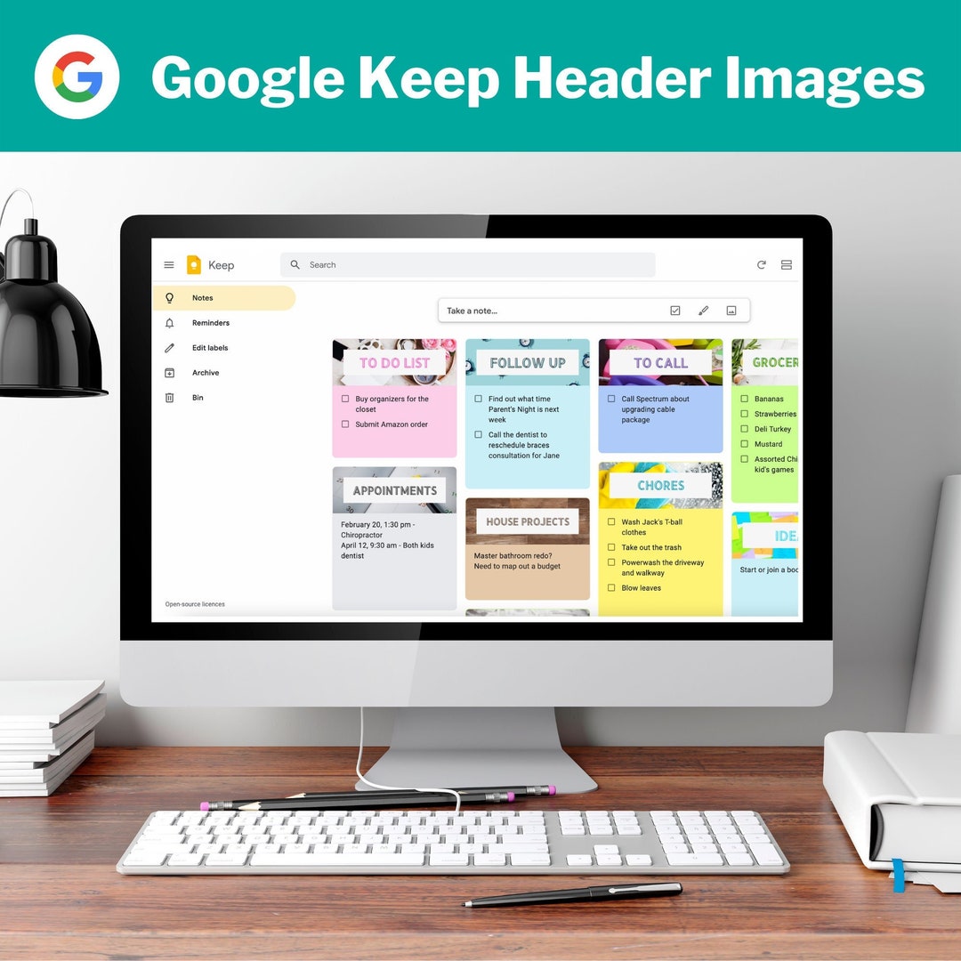 Google Keep Header Images - Family Week Pack - Stencil Font - Etsy