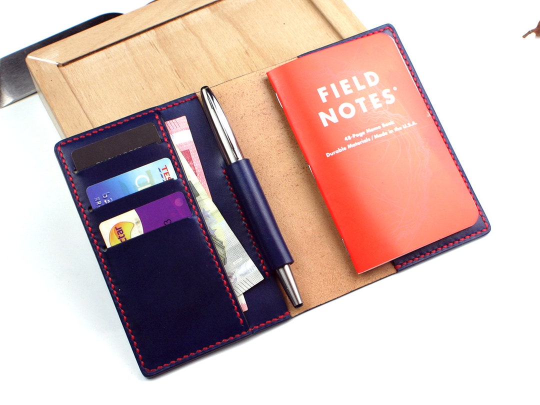Leather Field Notes Cover-pocket Notebook Cover With Pen Holder- Free ...