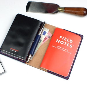 Leather Field Notes Cover-pocket Notebook Cover With Pen Holder- Free ...