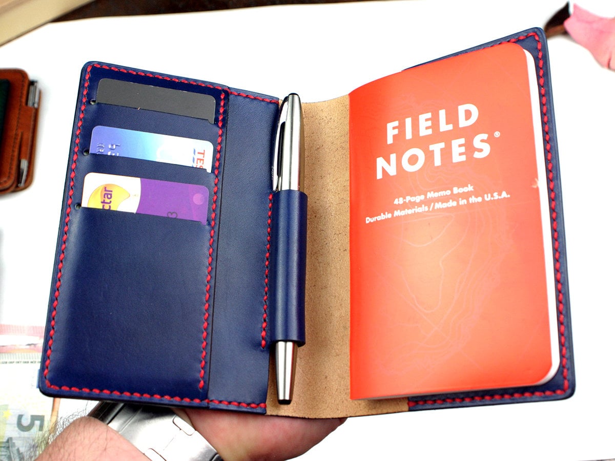 Leather Field Notes Cover-pocket Notebook Cover With Pen | Etsy