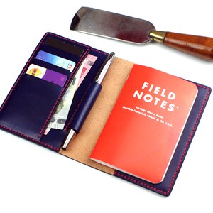 Leather Field Notes Cover-pocket Notebook Cover With Pen Holder- Free ...