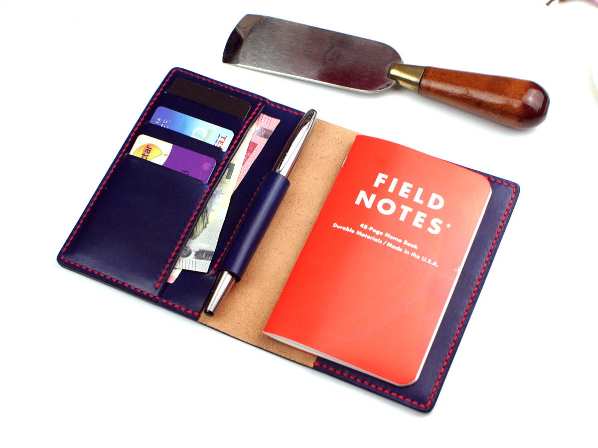 Leather Field Notes Cover-pocket Notebook Cover With Pen | Etsy