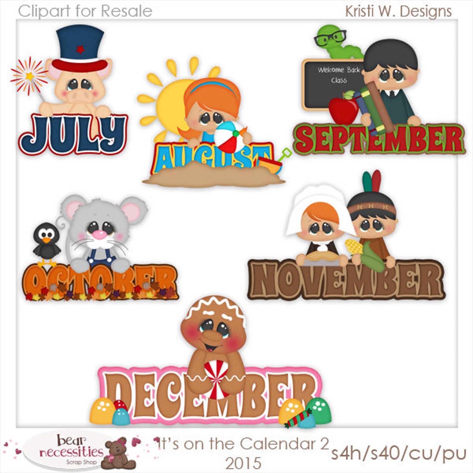 Calendar Clipart - Classroom Clipart - Teacher Clipart - Months Clipart ...