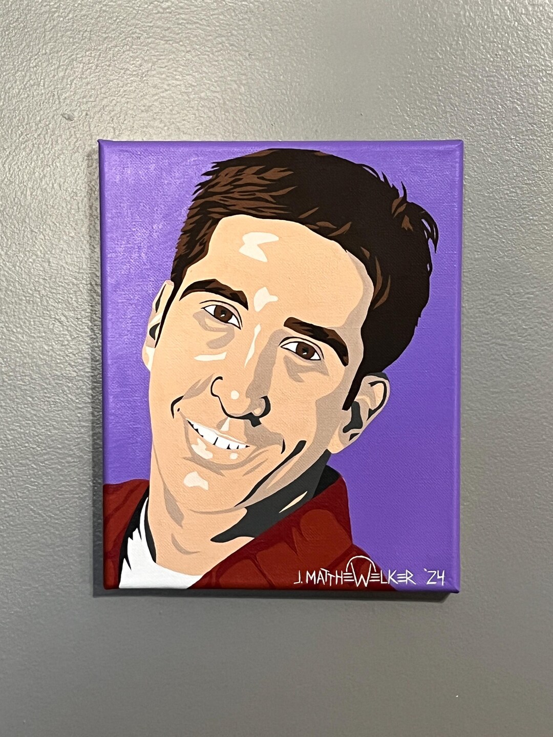 8x10 ORIGINAL pivot Acrylic on Canvas Painting Friends Ross Geller Pop ...