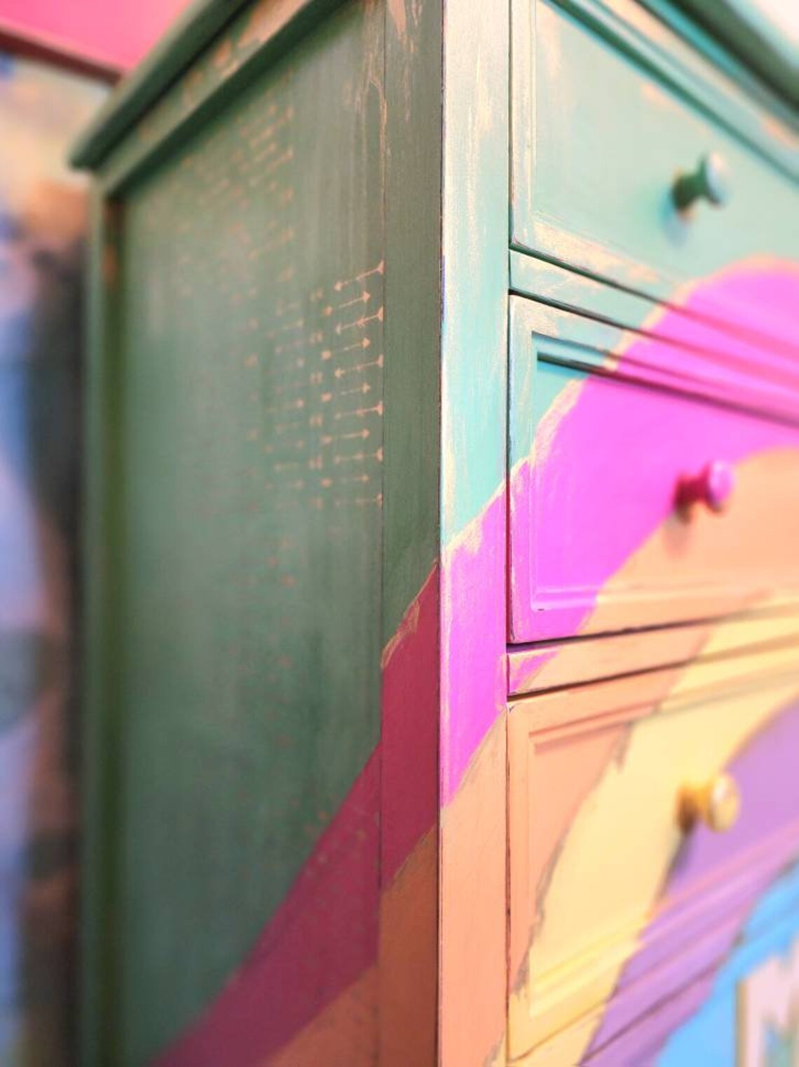 FREE Shippingpainted Dresser Dresser Fun for Kids and Baby Colorful Art ...