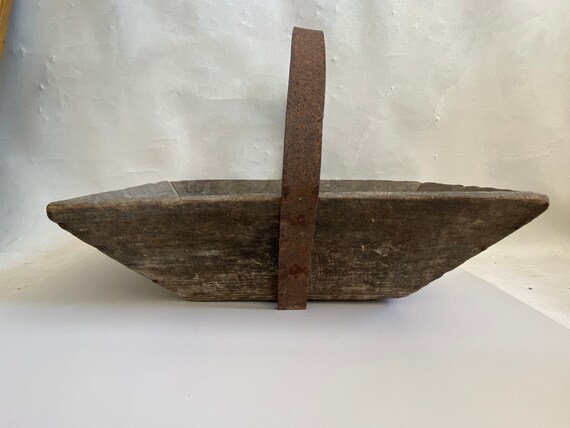 Rustic Rectangular Wood Pail With Steel Strap Handle and - Etsy