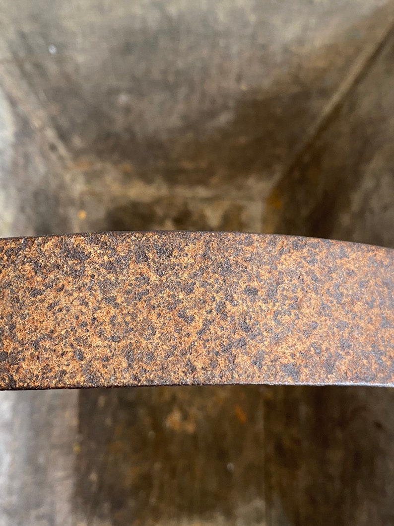 Rustic Rectangular Wood Pail With Steel Strap Handle and Remnant Blue ...