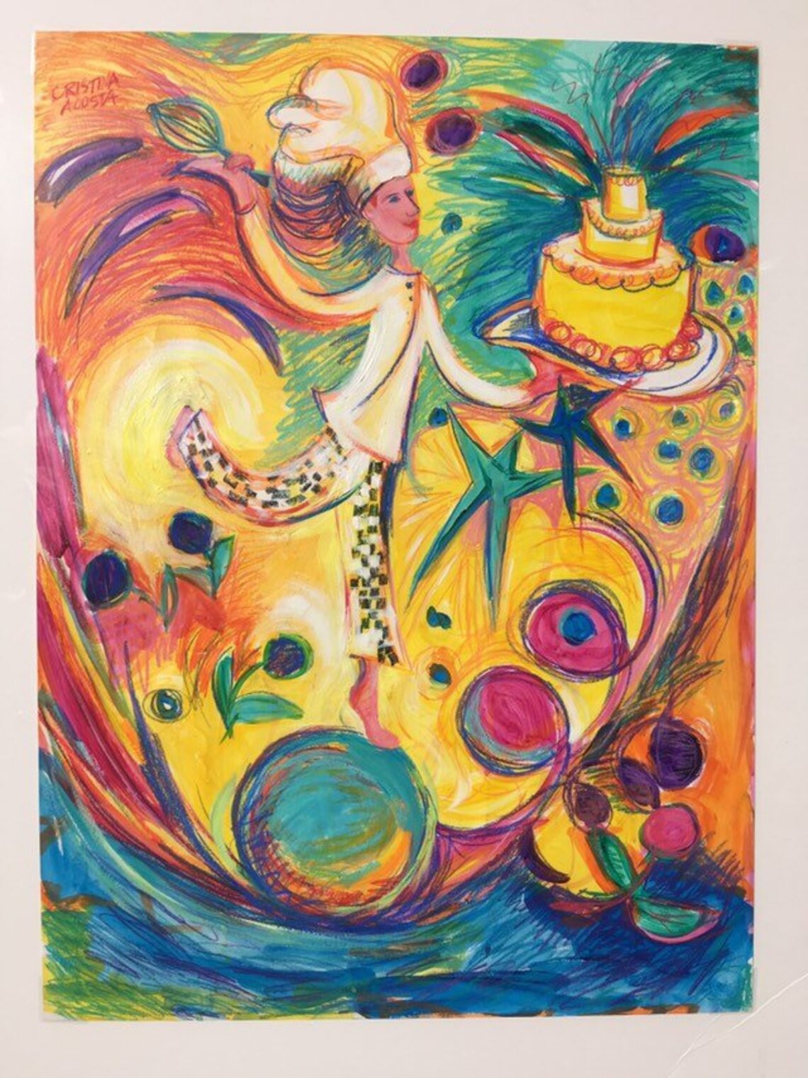 The Pastry Chef Paint Happy Original Art Painting by Cristina - Etsy