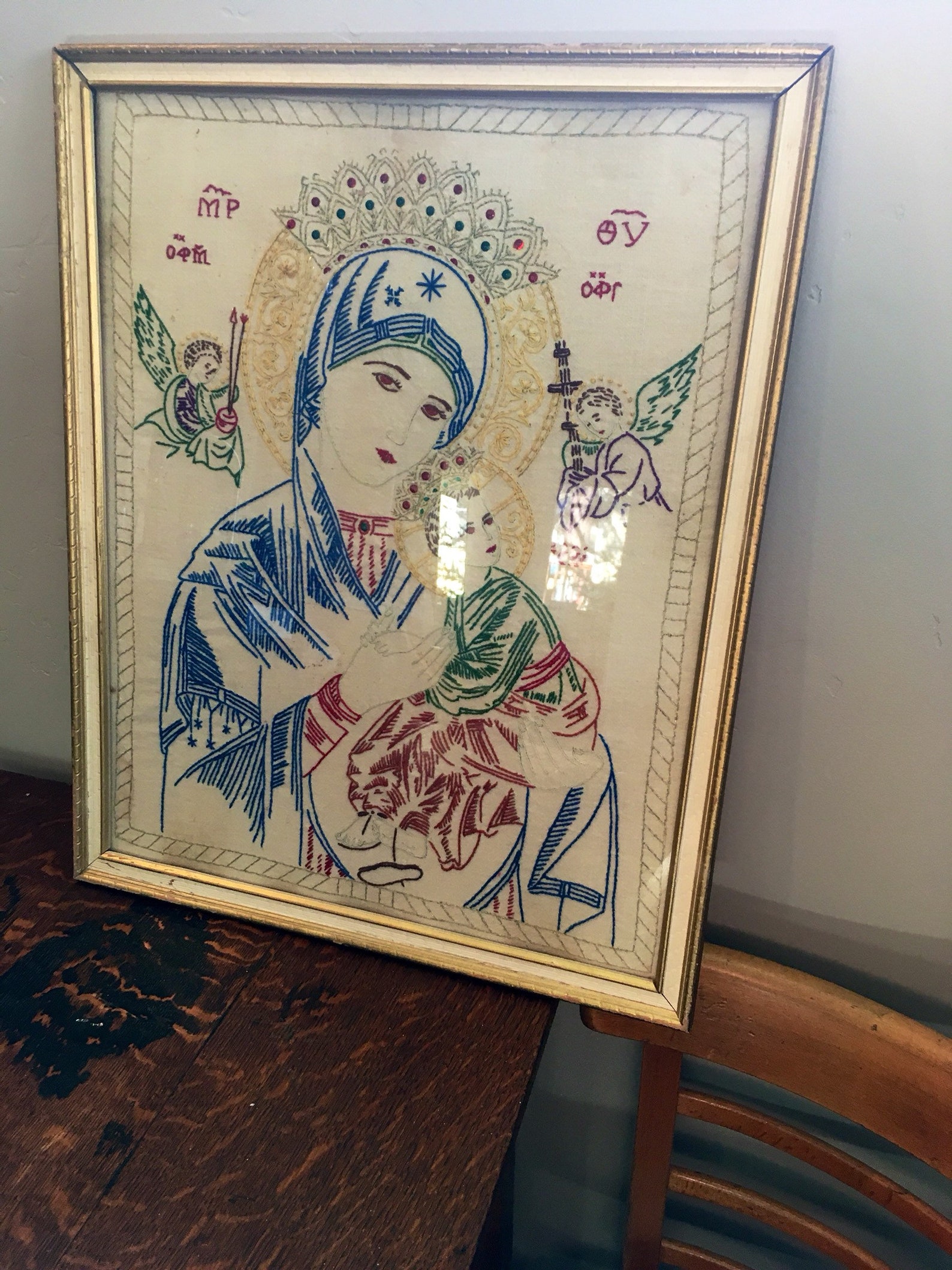 1961 Hand Embroidered Original Art Mother of God, La Virgin, Mary ...