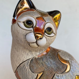 Rinconda Derosa Gold Ceramic Sitting Cat Figurine With Green Eyes - Etsy UK