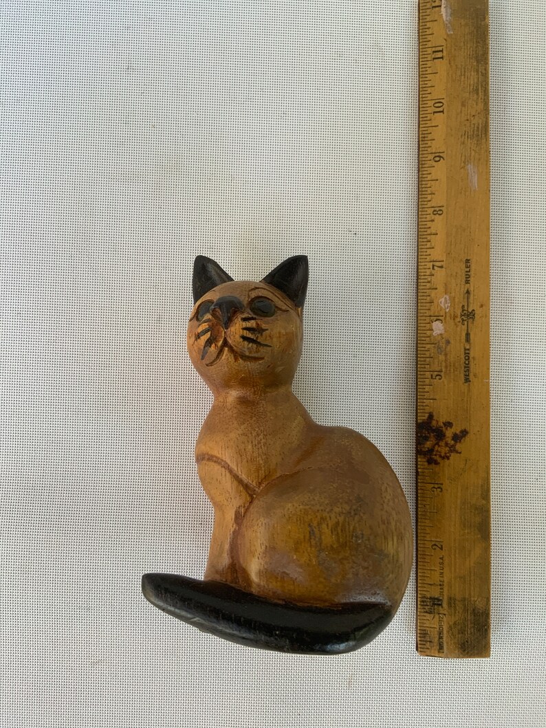 Wood Hand Carved Siamese Cat - Etsy