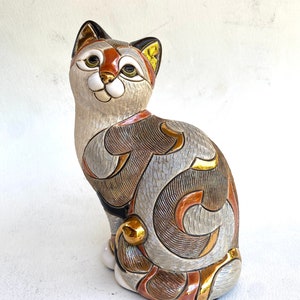 Rinconda Derosa Gold Ceramic Sitting Cat Figurine With Green Eyes - Etsy UK