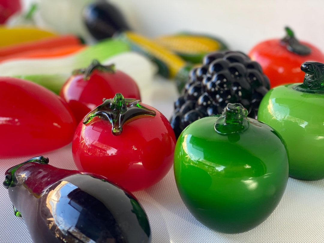 Handmade Blown Glass Murano Style Fruits and Vegetables Set of 28 ...