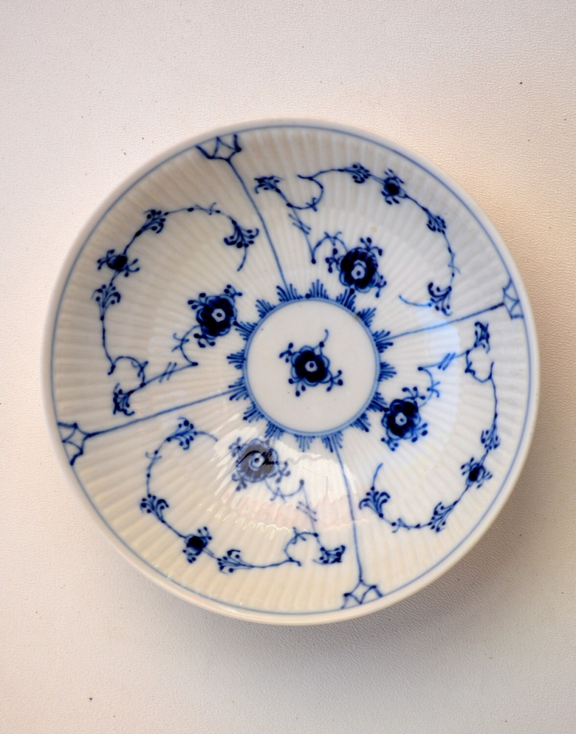 Vintage Royal Copenhagen Porcelain Bowl Blue Fluted Pattern on White - Etsy