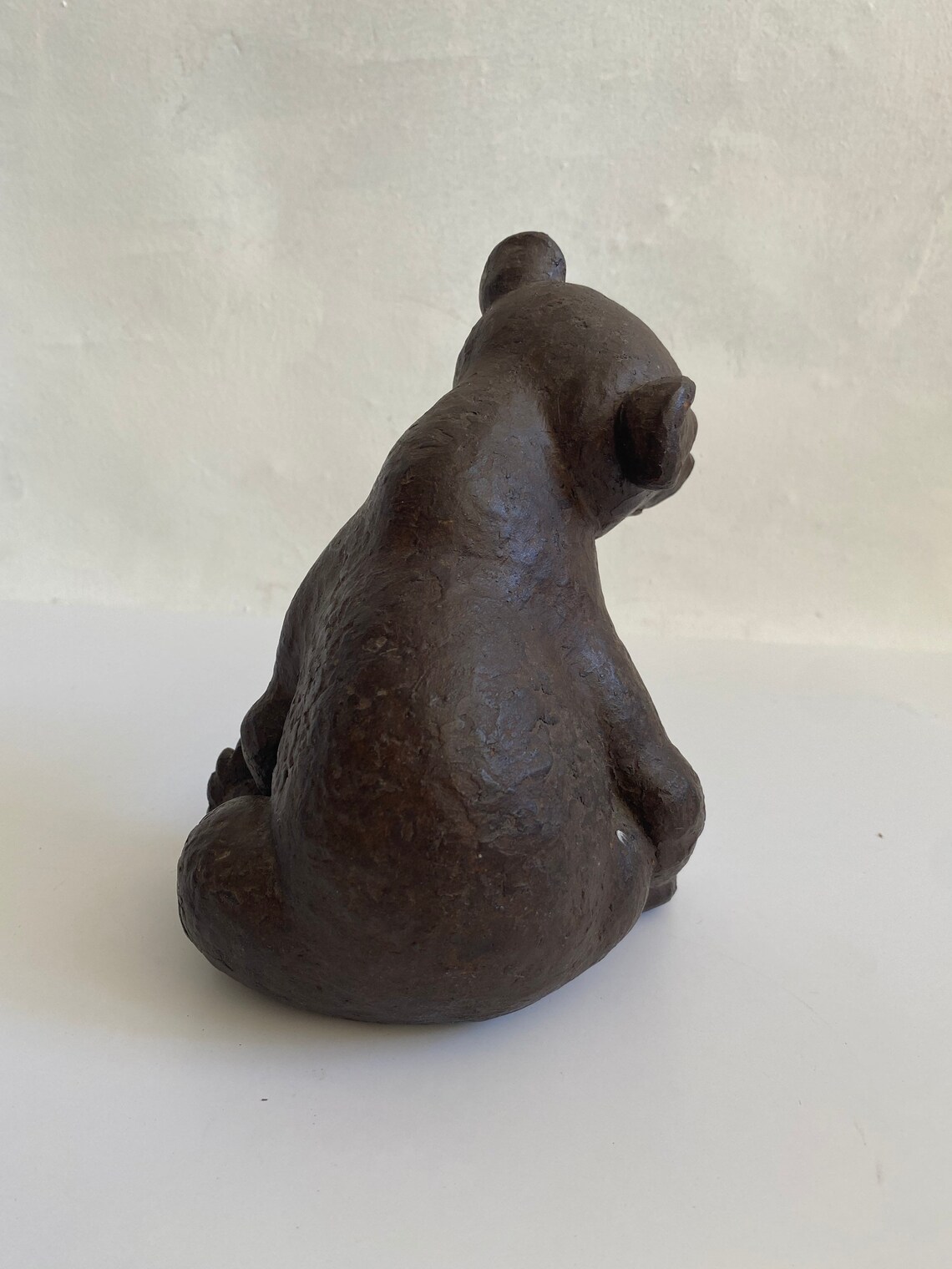 Handmade Clay Sculpture of a Sitting Brown Bear - Etsy