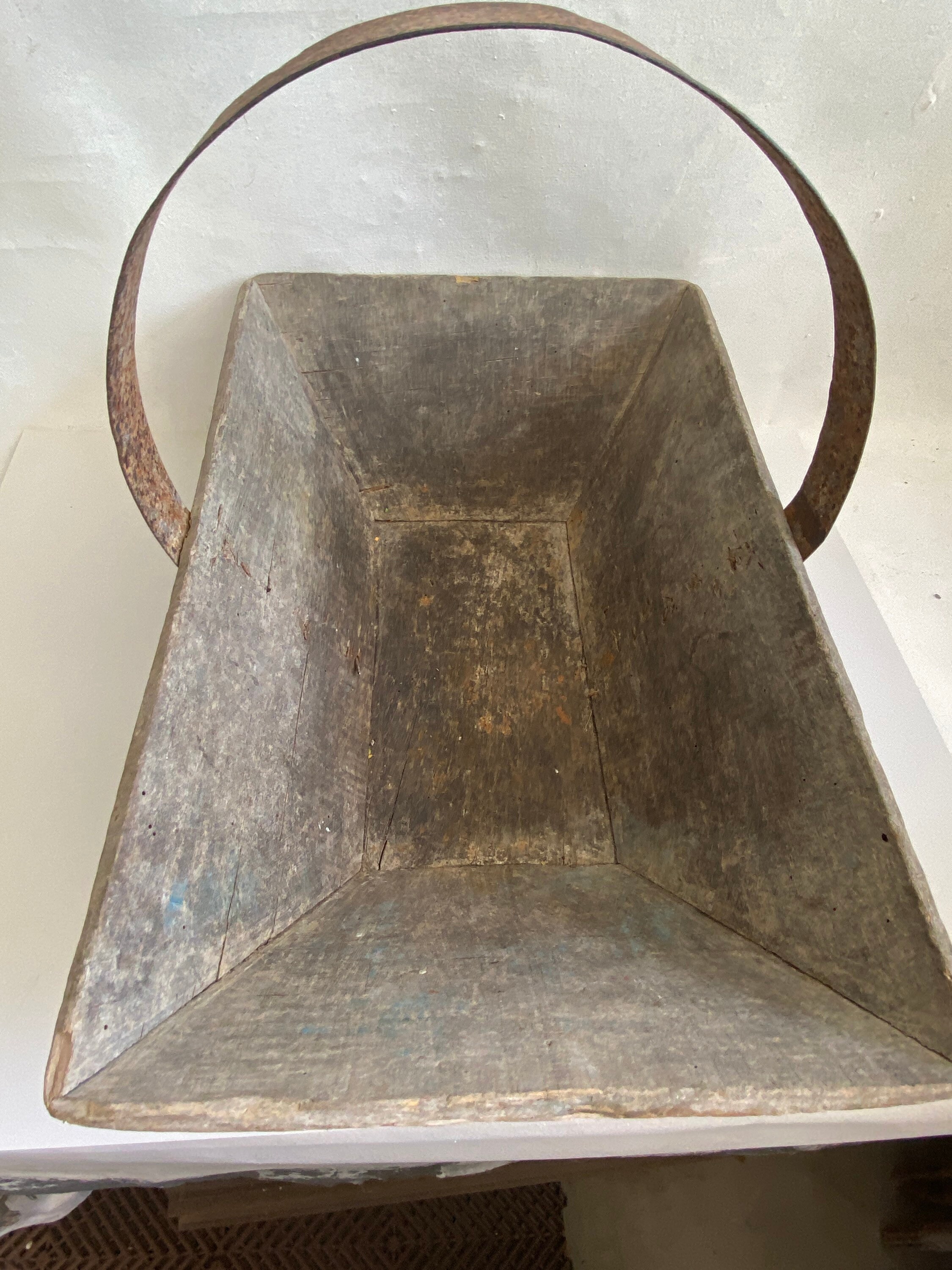 Rustic Rectangular Wood Pail With Steel Strap Handle and - Etsy