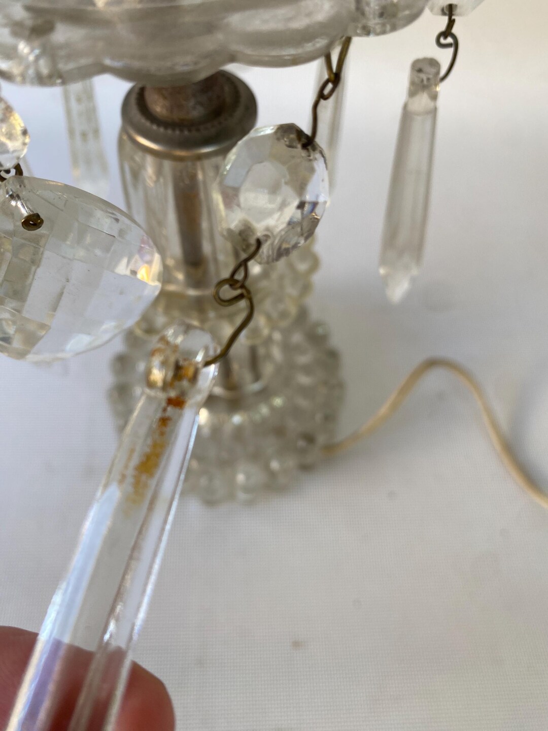 Antique Clear Prism Glass and Hanging Crystals Table Lamp - Etsy