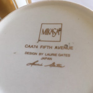 1980s Fifth Avenue Mikasa by Laurie Gates Gold White Stripe Cup Saucer ...