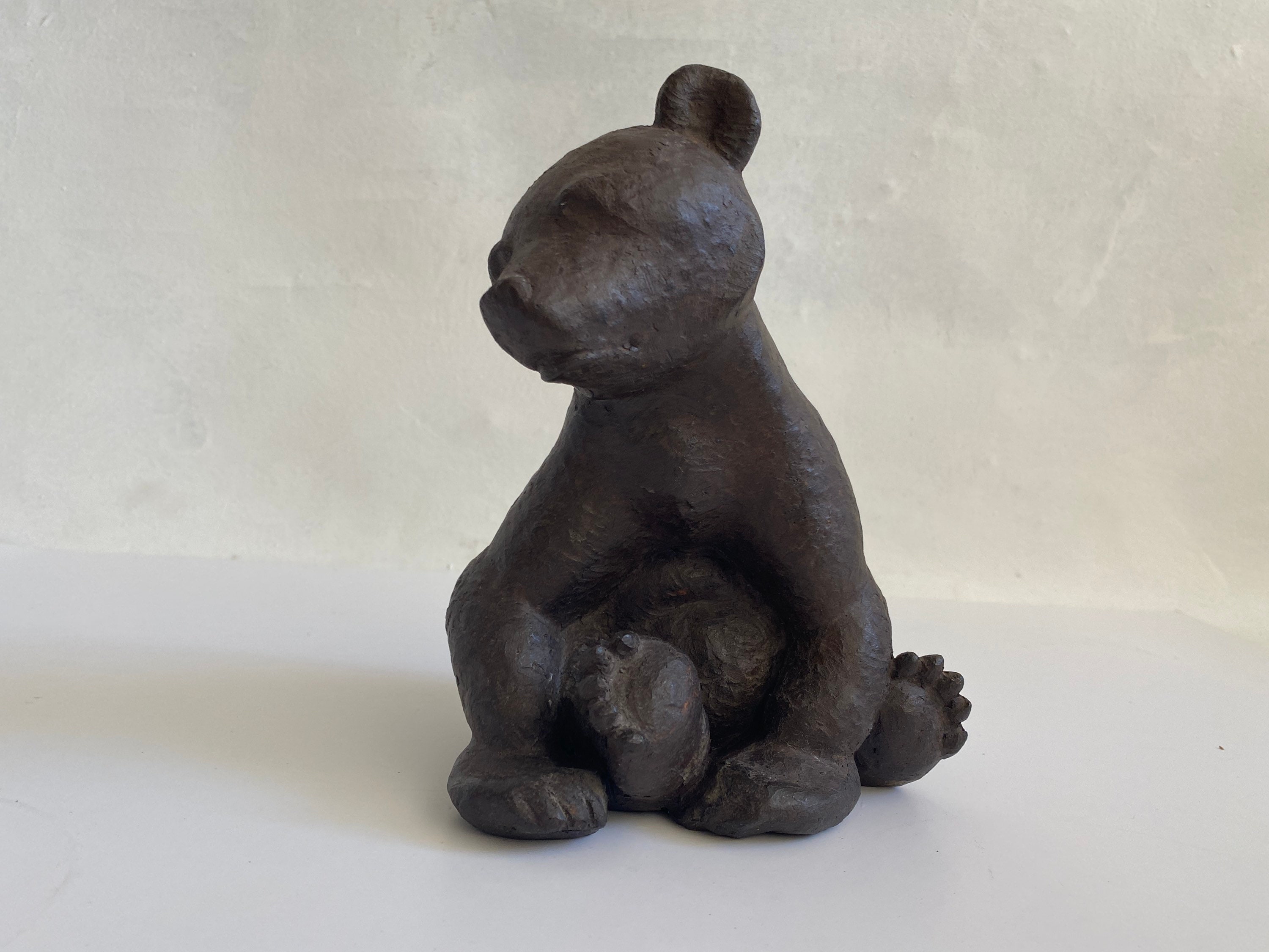 Handmade Clay Sculpture of a Sitting Brown Bear - Etsy