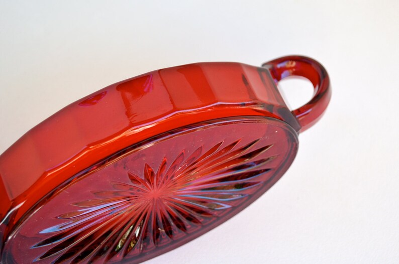 Antique Heavy Ruby Red Glass Small Platter Tray Dish with | Etsy